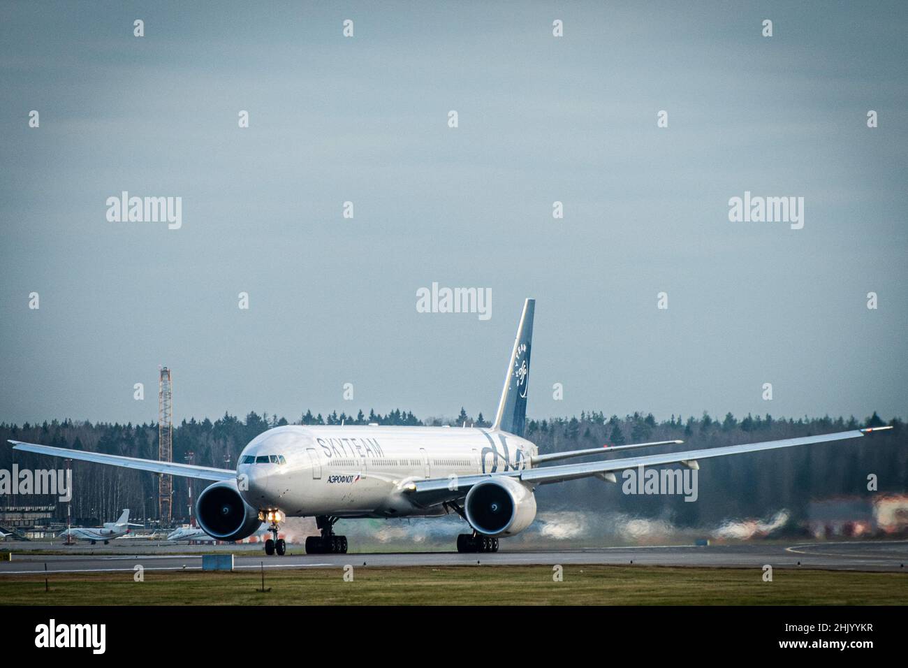 October 29, 2019, Moscow, Russia. Plane Boeing 777-300 Aeroflot ...