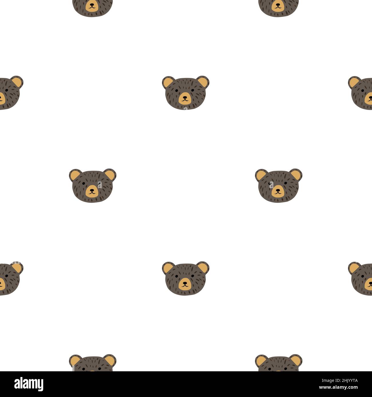 Bear pattern seamless in freehand style. Head animals on colorful ...