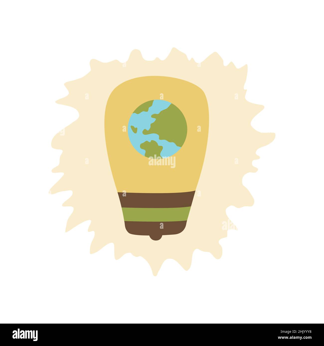 Earth Hour. Light bulb with a planet inside. Save the planet. Colorful ...
