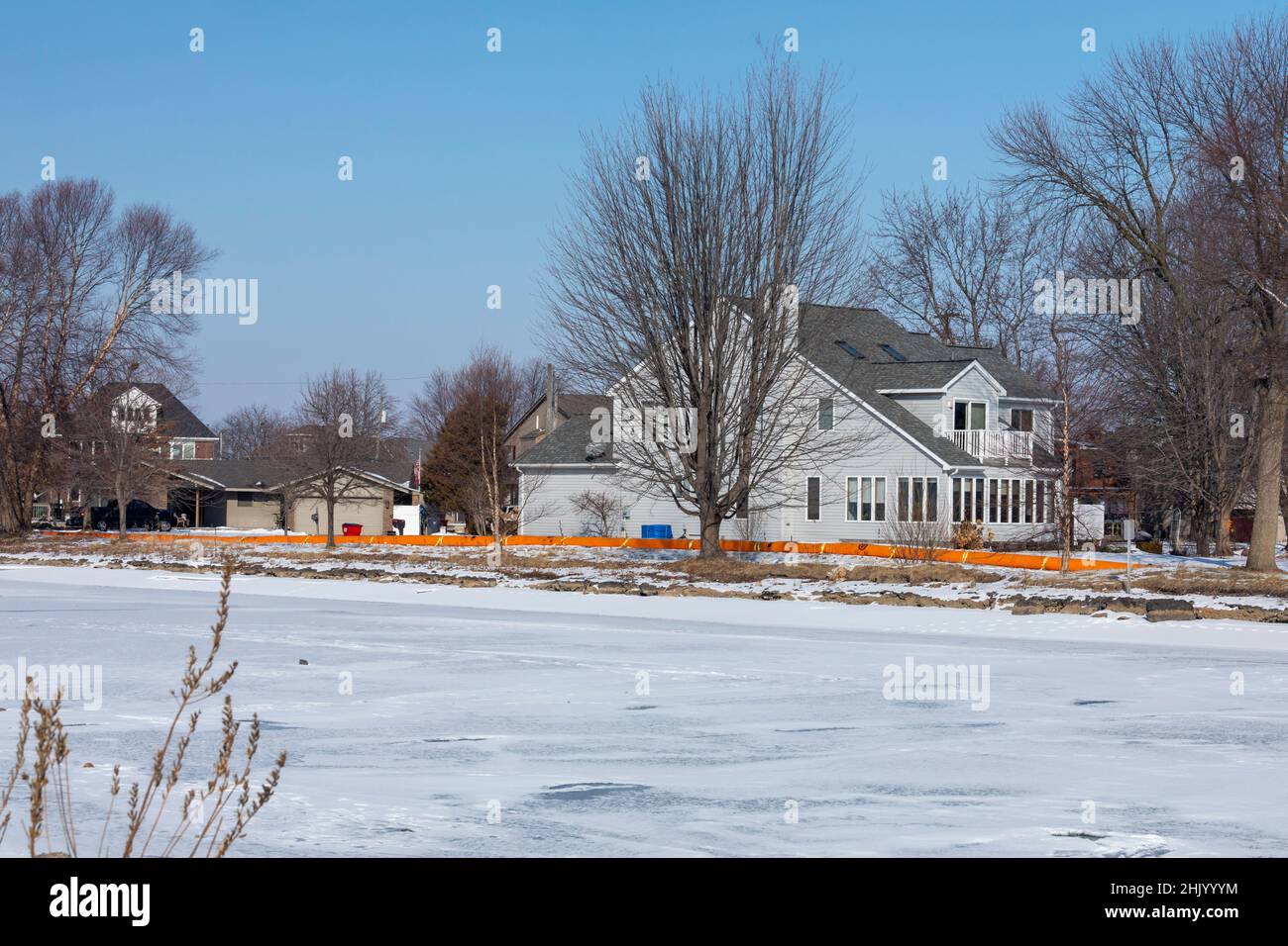 Harrison Township, Michigan - An orange "Tiger Dam" installed to ...