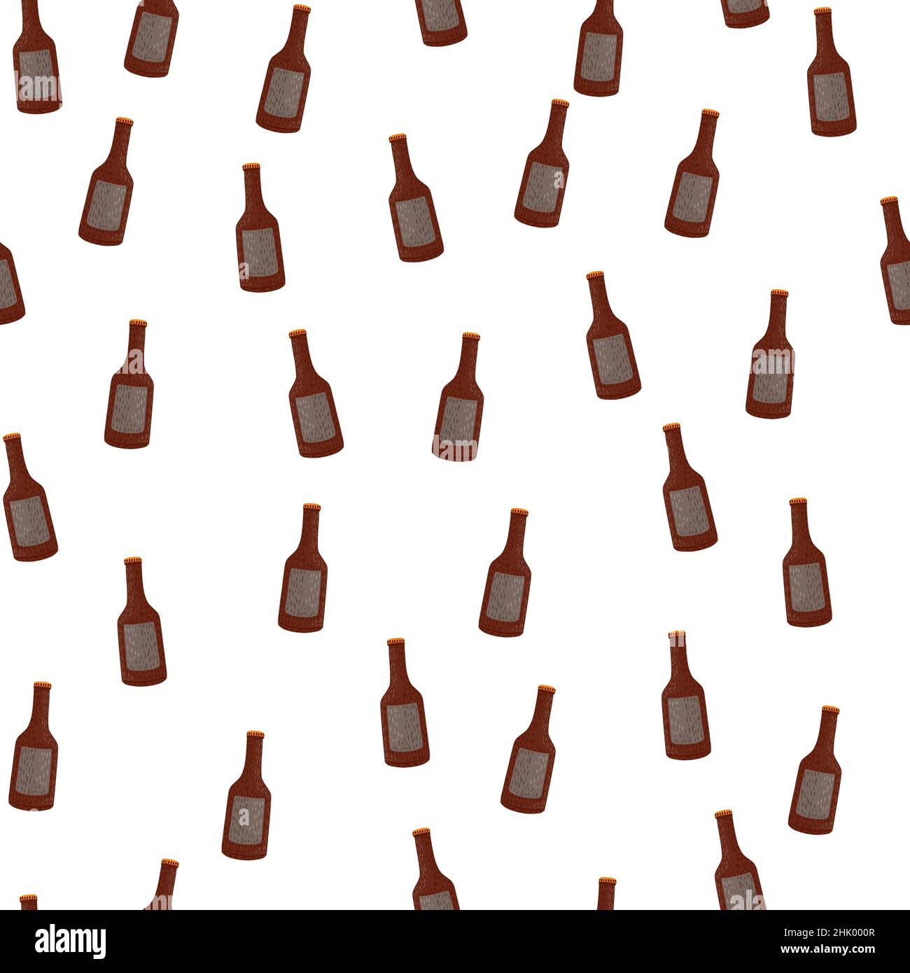 Bottle alcohol seamless pattern. Hand drawn background for menu ...