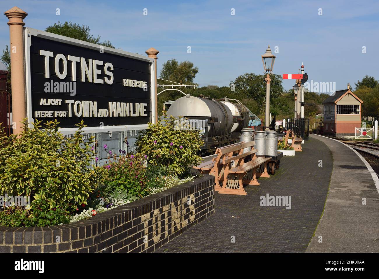 The platform at Totnes Riverside station on the South Devon Railway ...