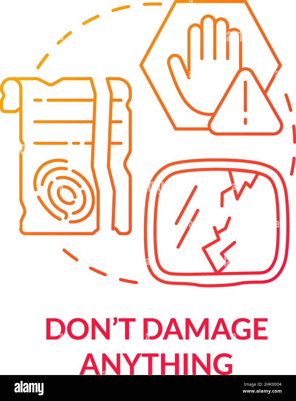 Dont damage anything red gradient concept icon Stock Vector Image & Art ...