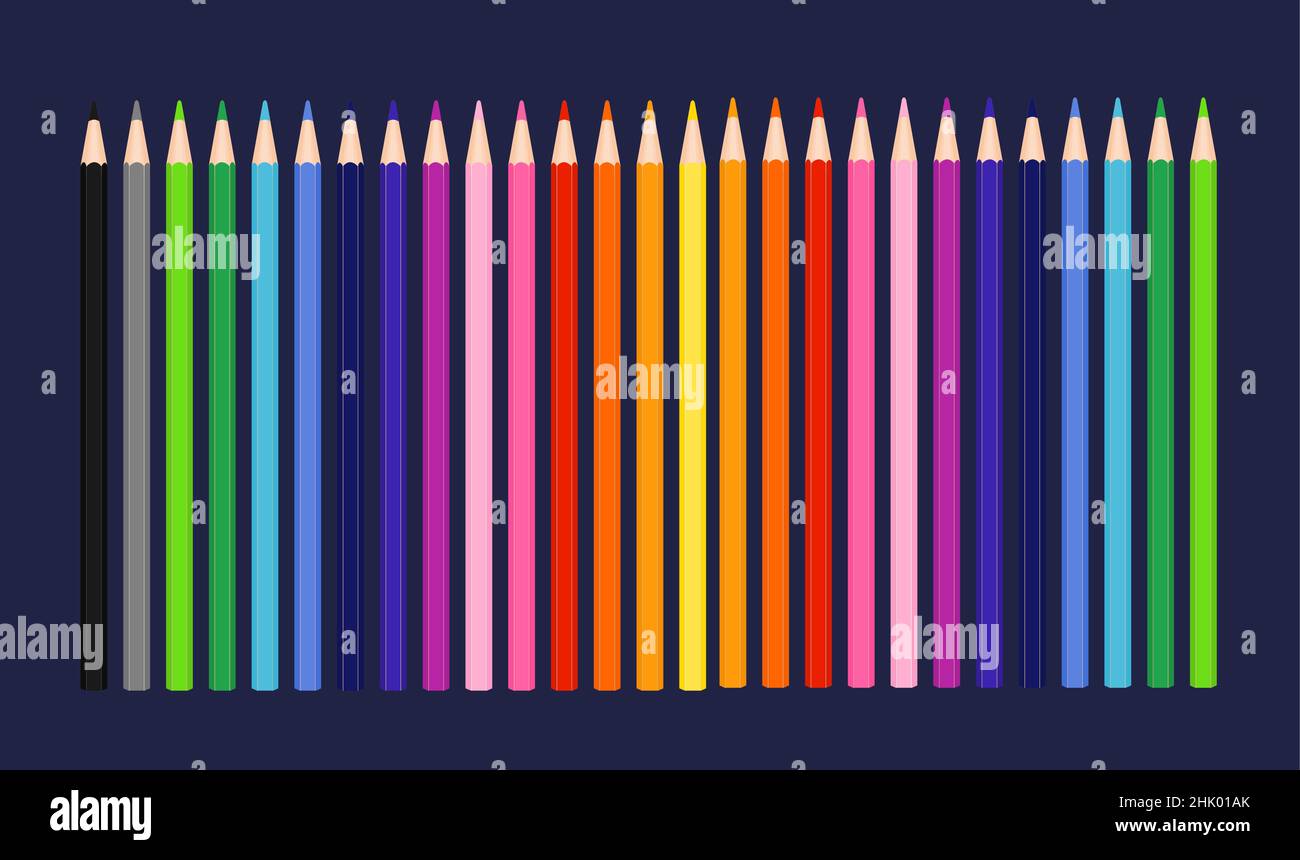 Colored pencils or crayons vector set. Colorful crayon rainbow ...