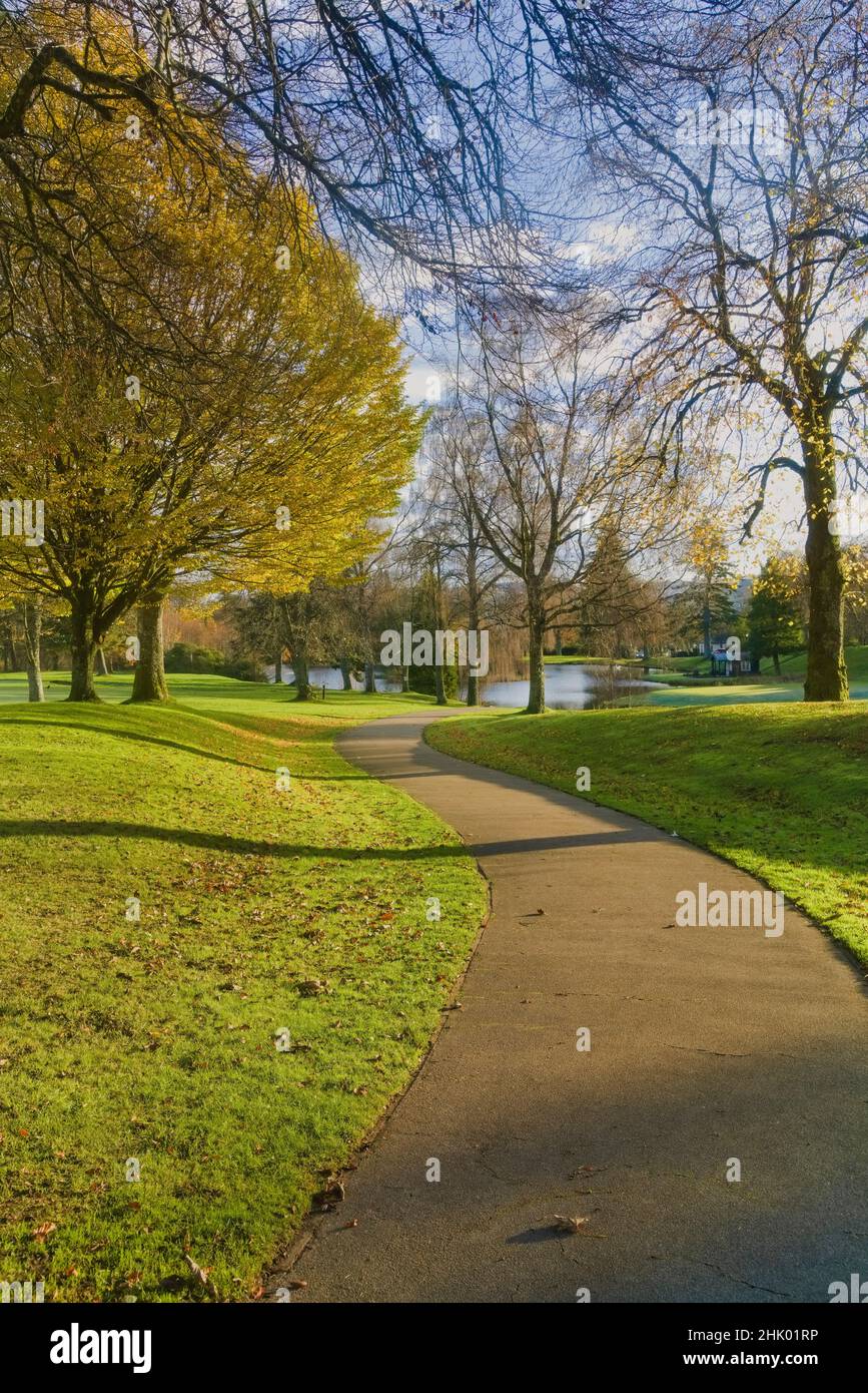 Gleneagles Hotel, Gardens, path to the lake, Auchterarder, Perthshire ...