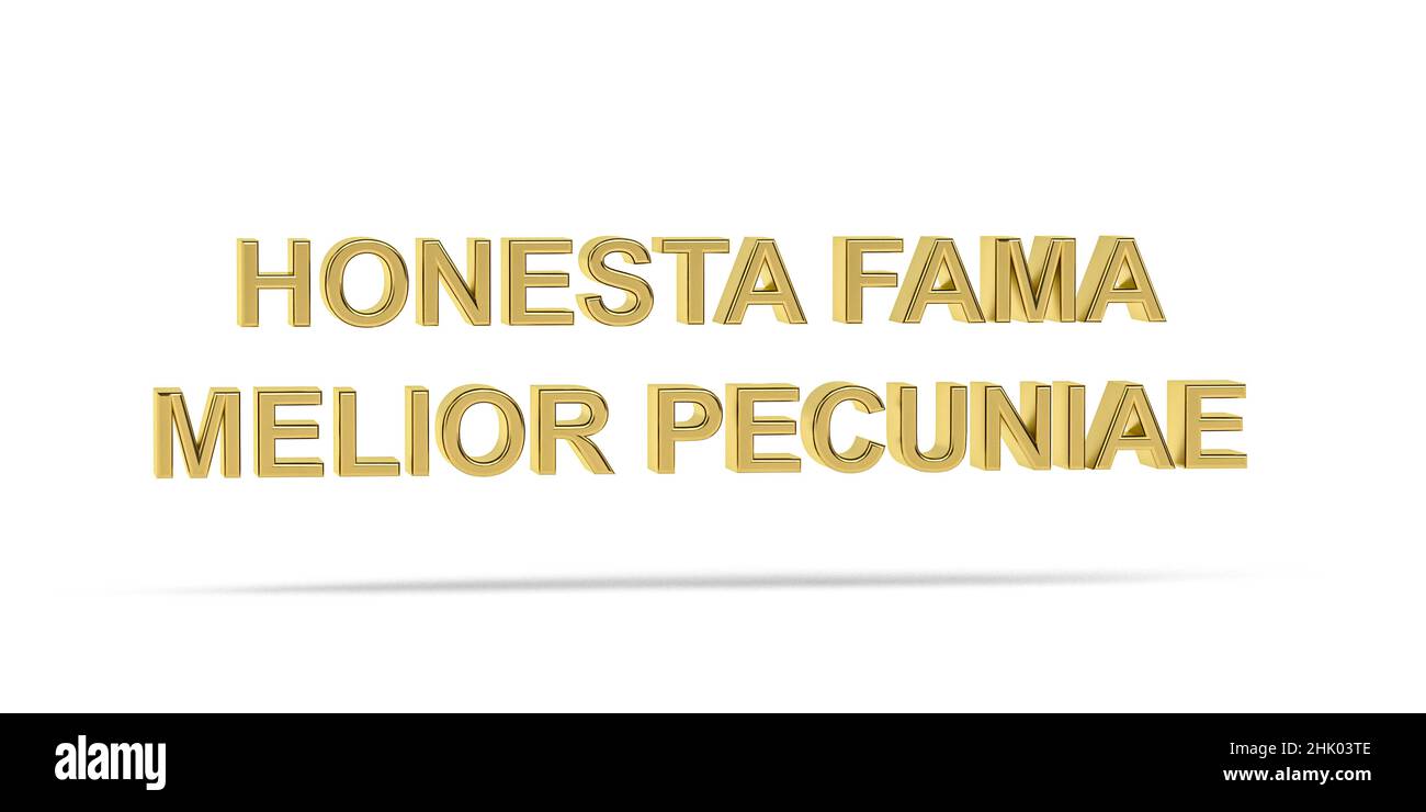 Golden three-dimensional Latin proverb isolated on white background ...