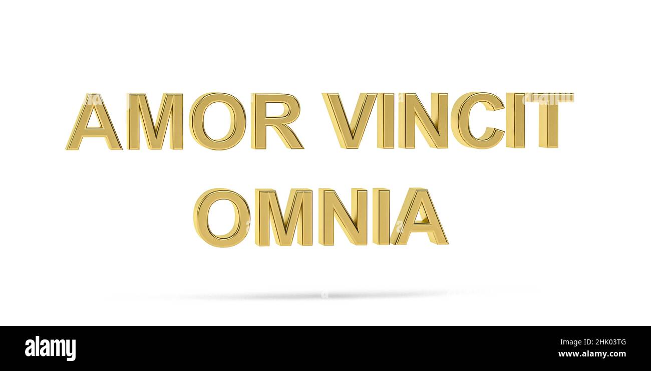 Golden three-dimensional Latin proverb isolated on white background ...