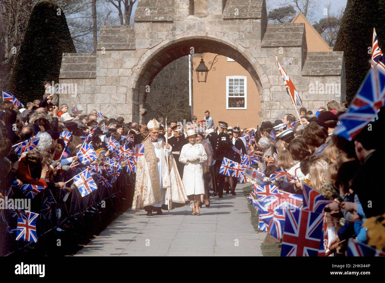 File photo dated 19/4/1984 of Queen Elizabeth II and Rt Rev John Denis ...