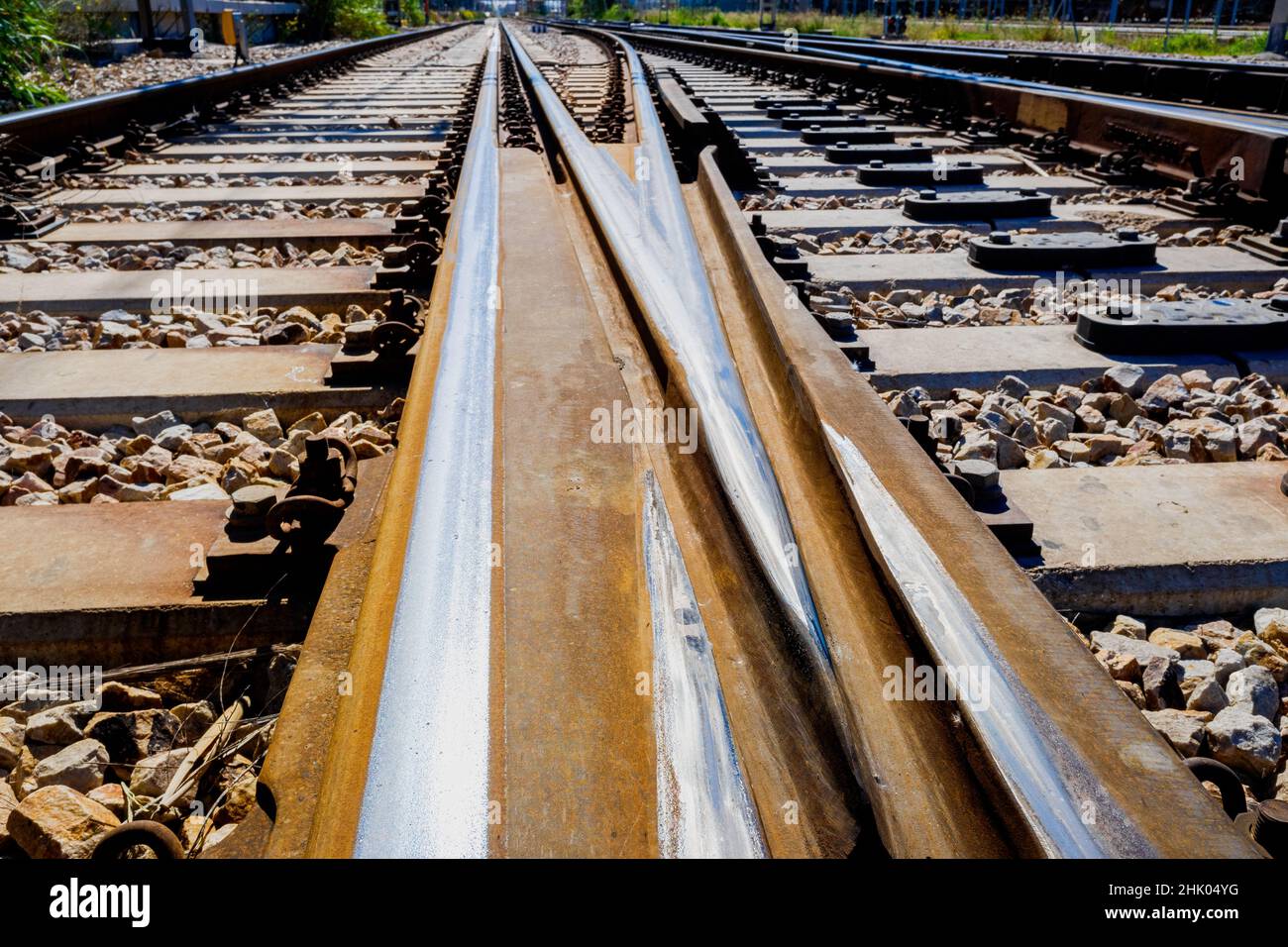 Detail of the railway system for trains before reaching an interchange ...
