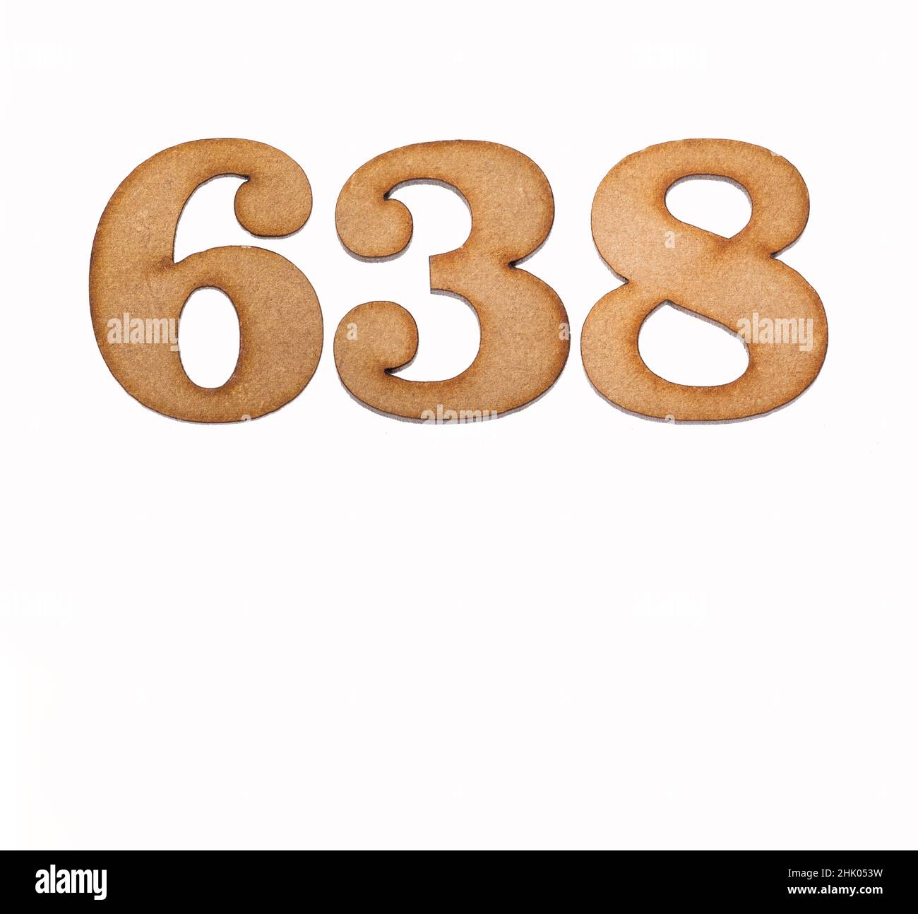 Number 638 - Piece of wood isolated on white background Stock Photo - Alamy