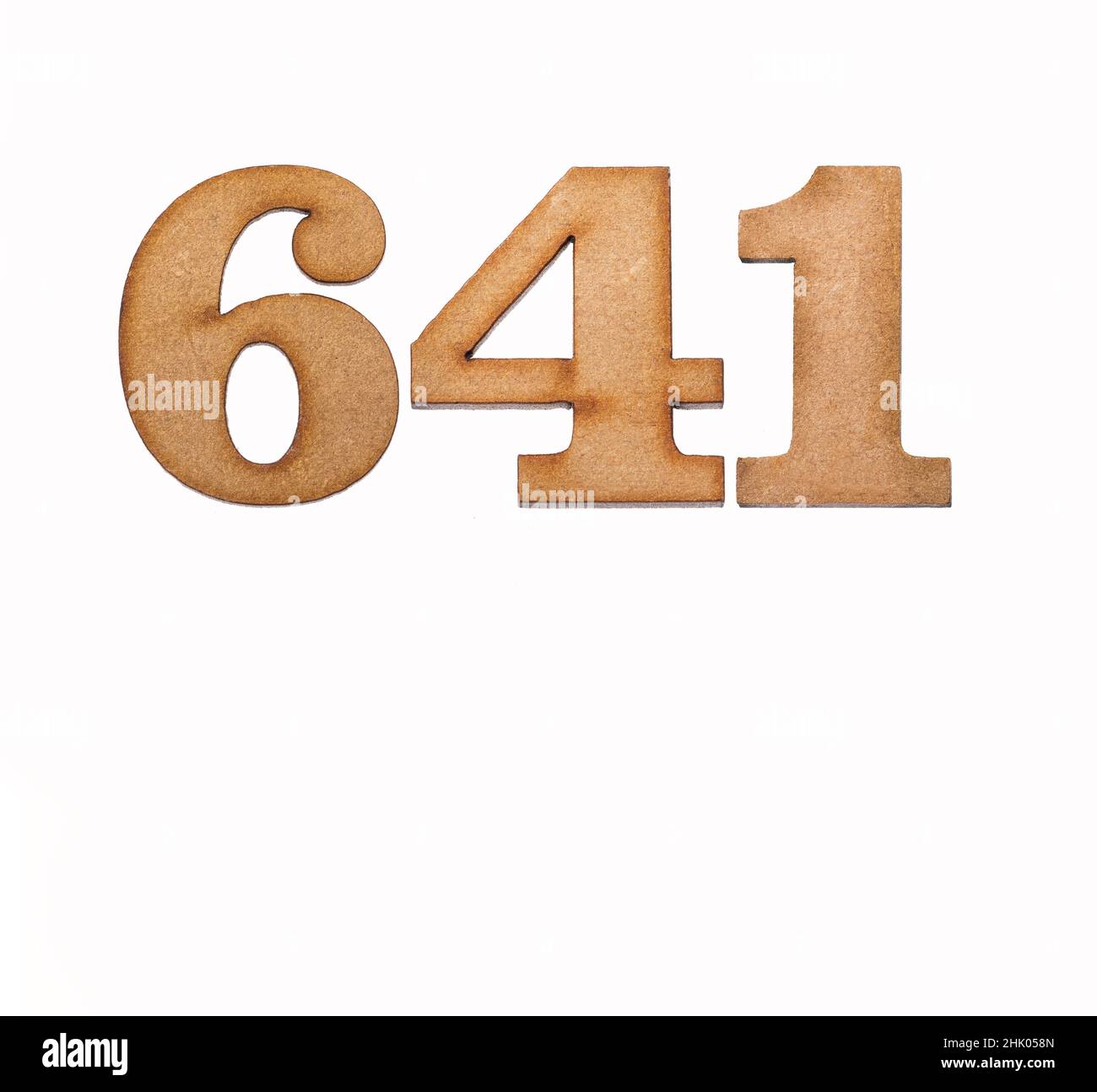 Number 641 in wood, isolated on white background Stock Photo - Alamy