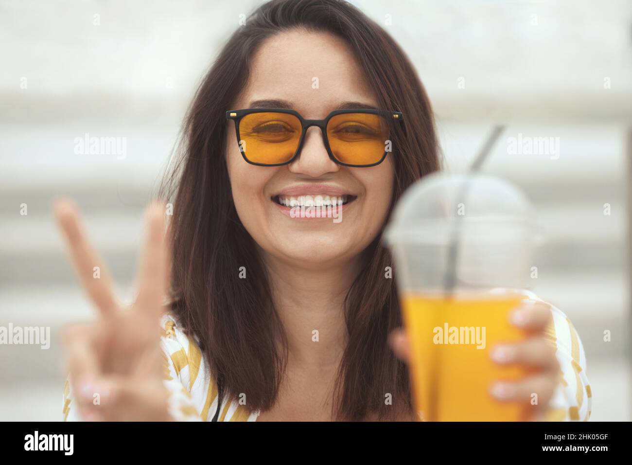 Closeup portrait of happy millennial plus size woman 30-35 years old ...