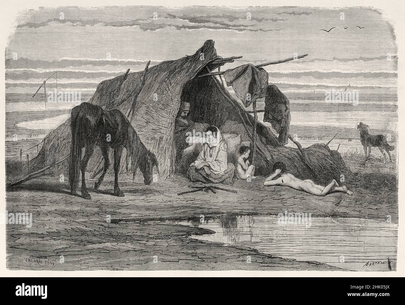 Nomadic gypsy camp at Puszta, great Hungarian plain, Hungary, Europe ...