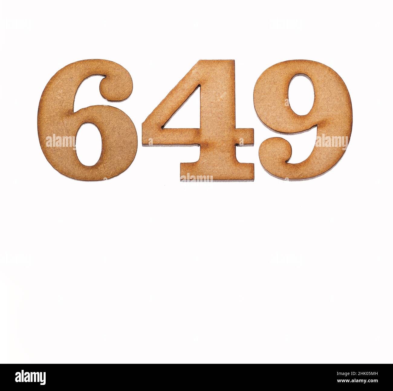 Number 649 in wood, isolated on white background Stock Photo - Alamy