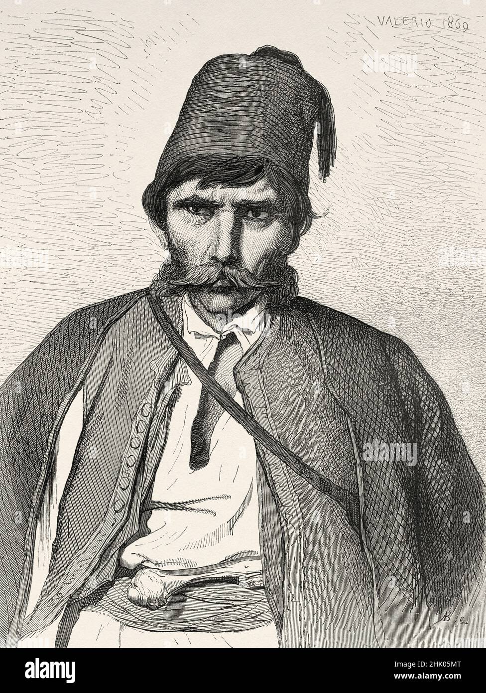 Settler man, Bosnian military border, Bosnia, Europe. Old 19th century ...