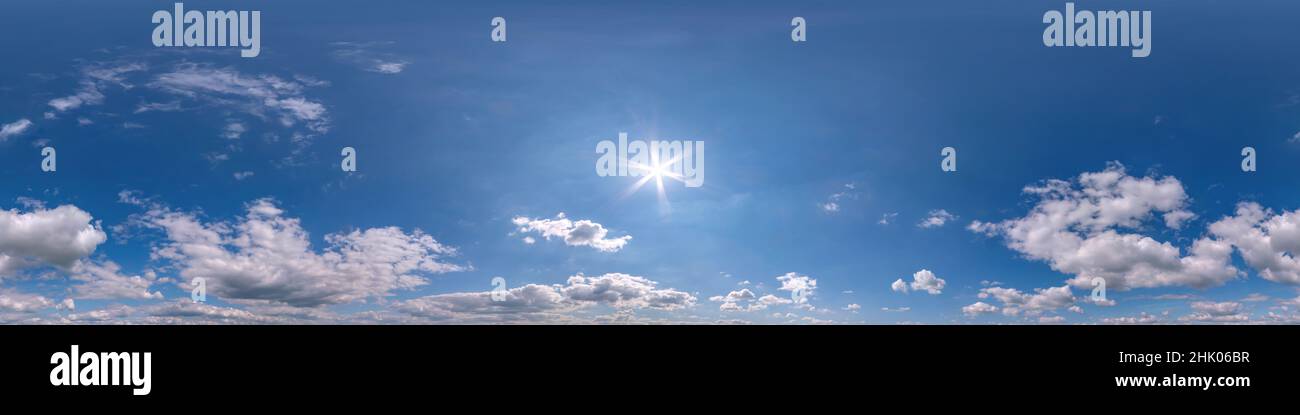 blue sky hdr 360 panorama with white beautiful clouds in seamless projection with zenith for use ...