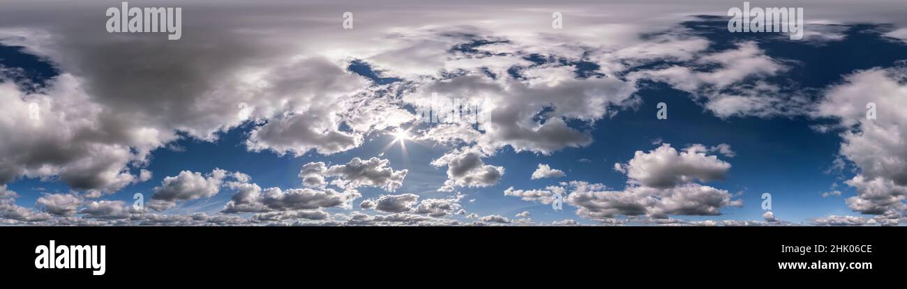 blue sky hdr 360 panorama with white beautiful clouds in seamless projection with zenith for use ...