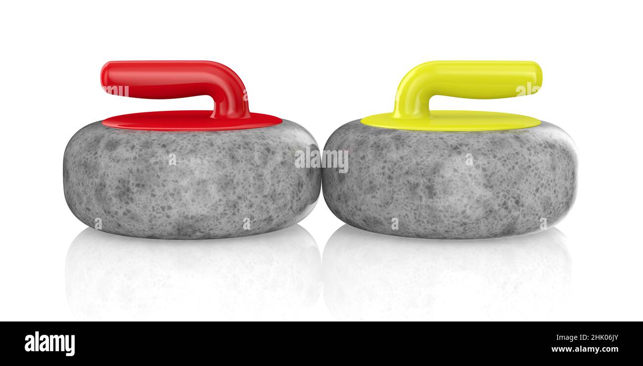 curling stones on white background. Isolated 3D illustration Stock ...
