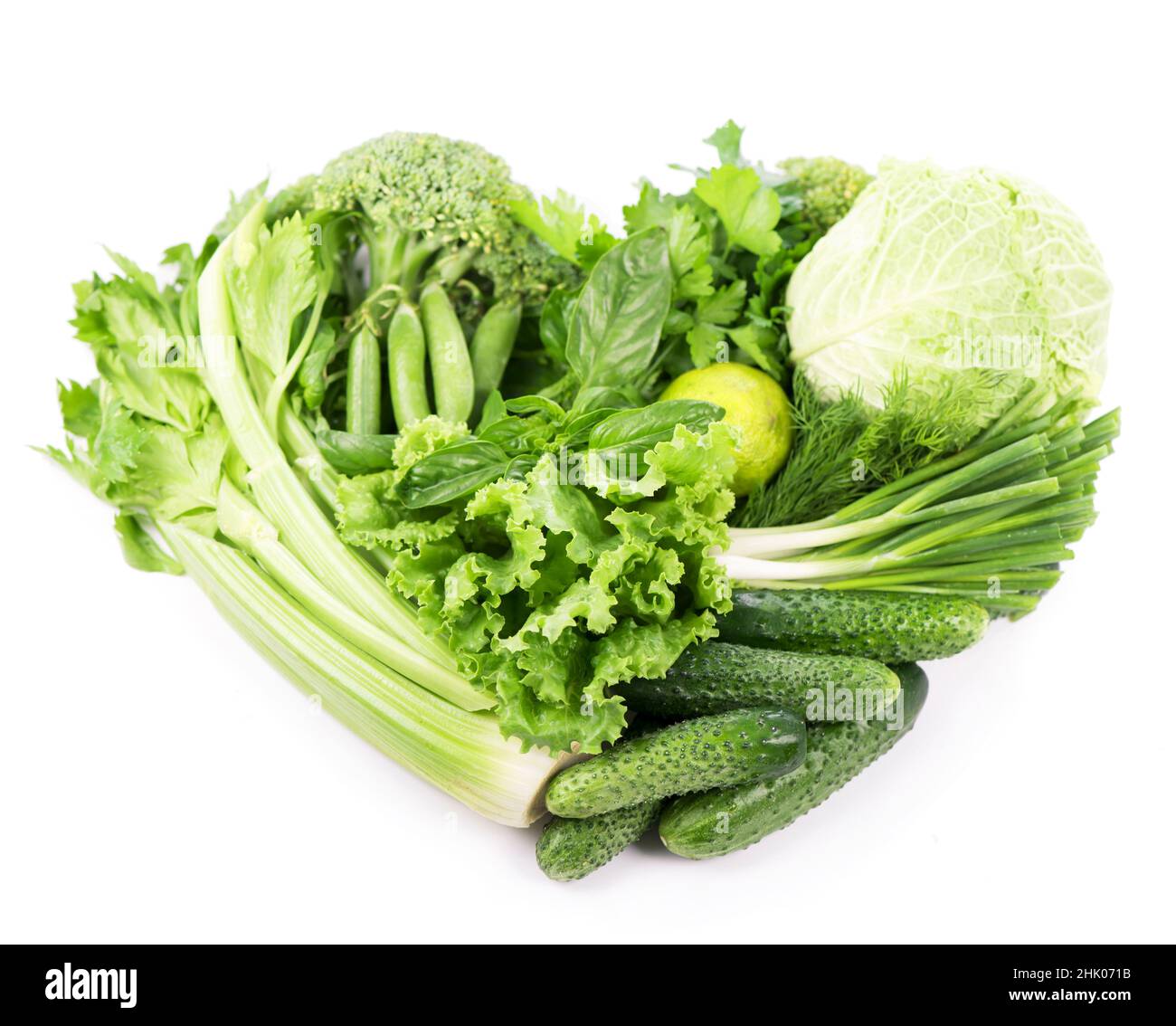 heart shape form by various vegetables, green heart, healthy eating ...