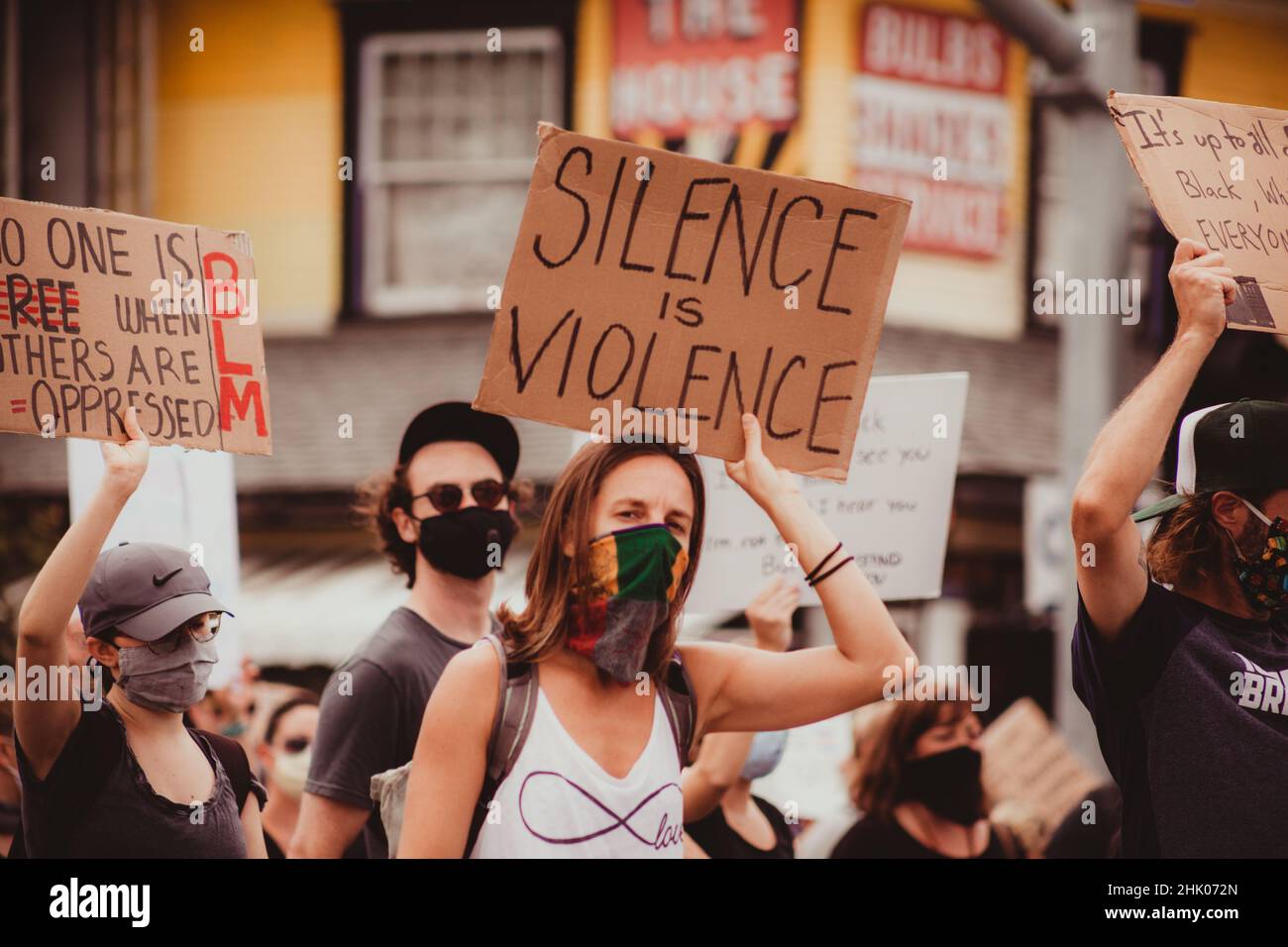 People walking at a Black Lives Matter march Stock Photo - Alamy