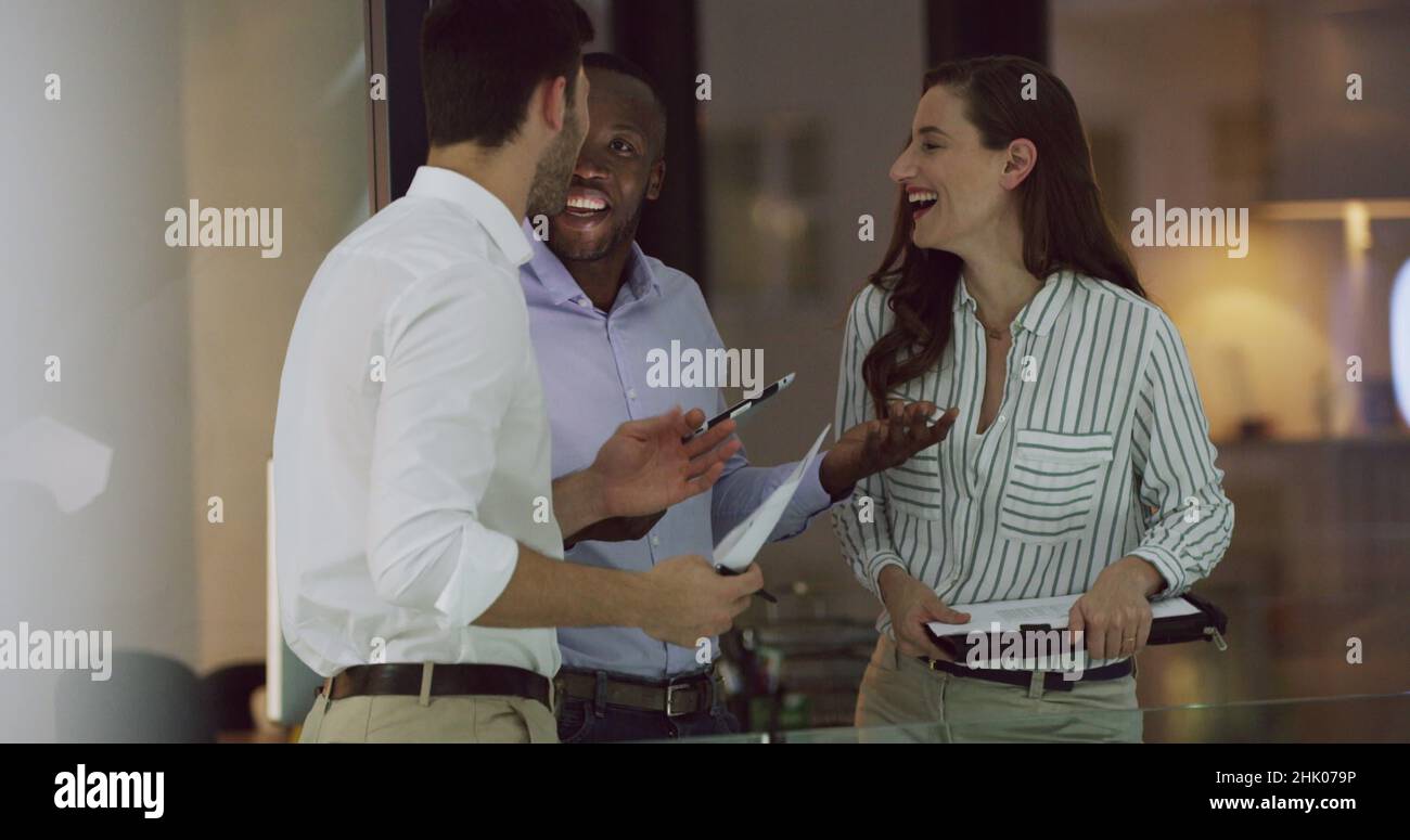 Some colleagues become friends. 4k footage of a group of happy business ...