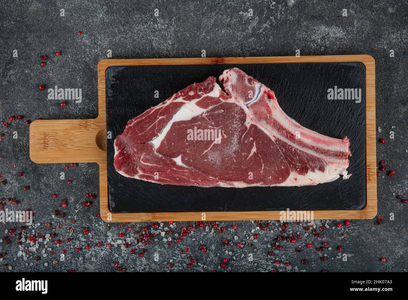 Fresh Raw Beef ribs roughly chopped. Marble beef meat on the bone ...