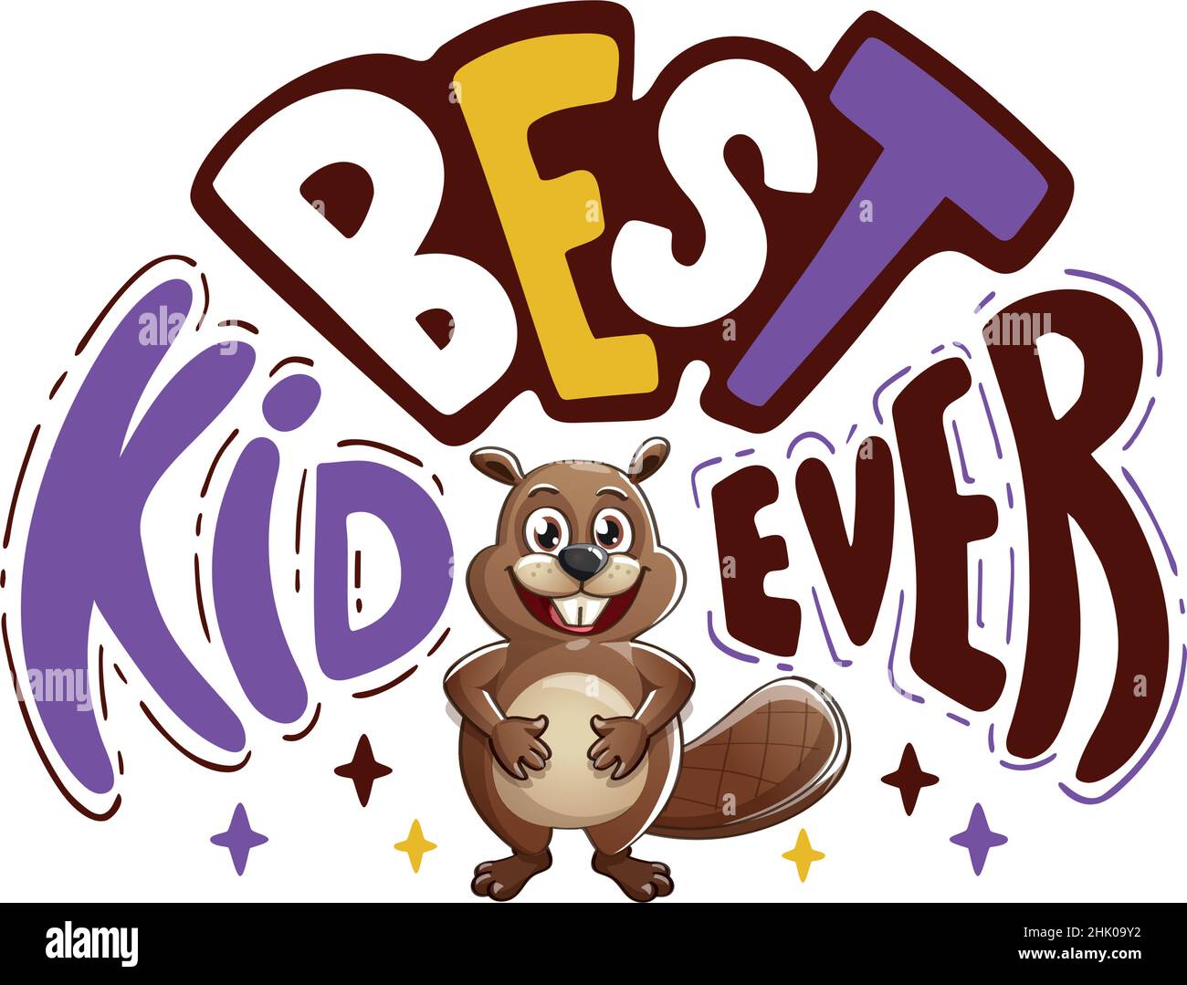 Best Kid Ever funny beaver character lettering Stock Vector Image & Art ...