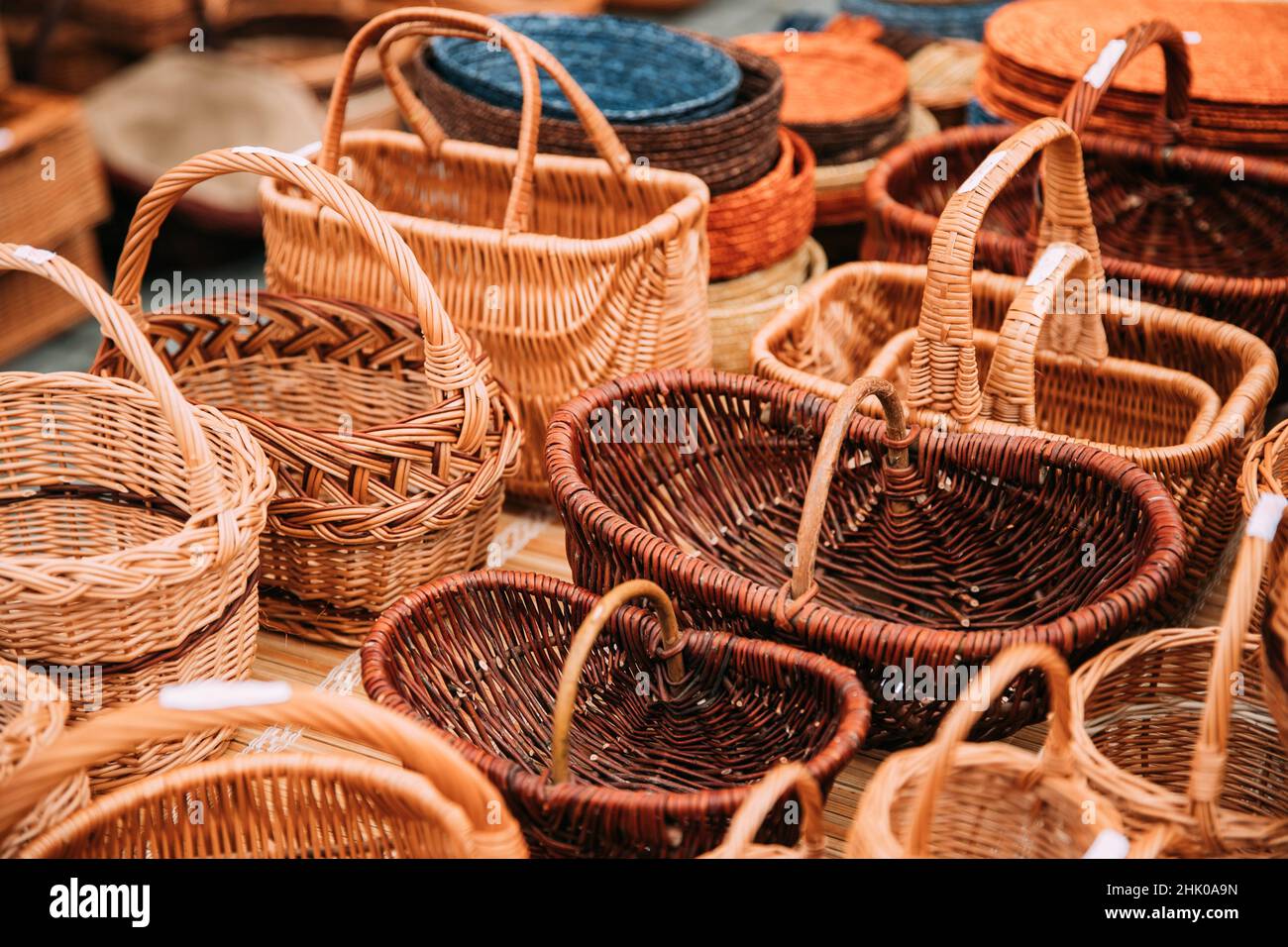Old wicker baskets hi-res stock photography and images - Alamy