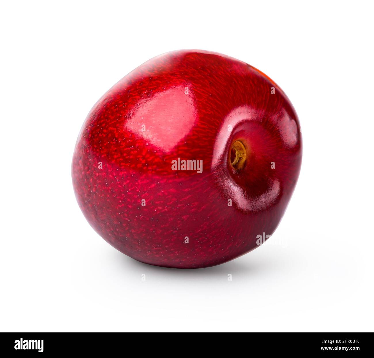 One red cherry isolated on a white background Stock Photo - Alamy