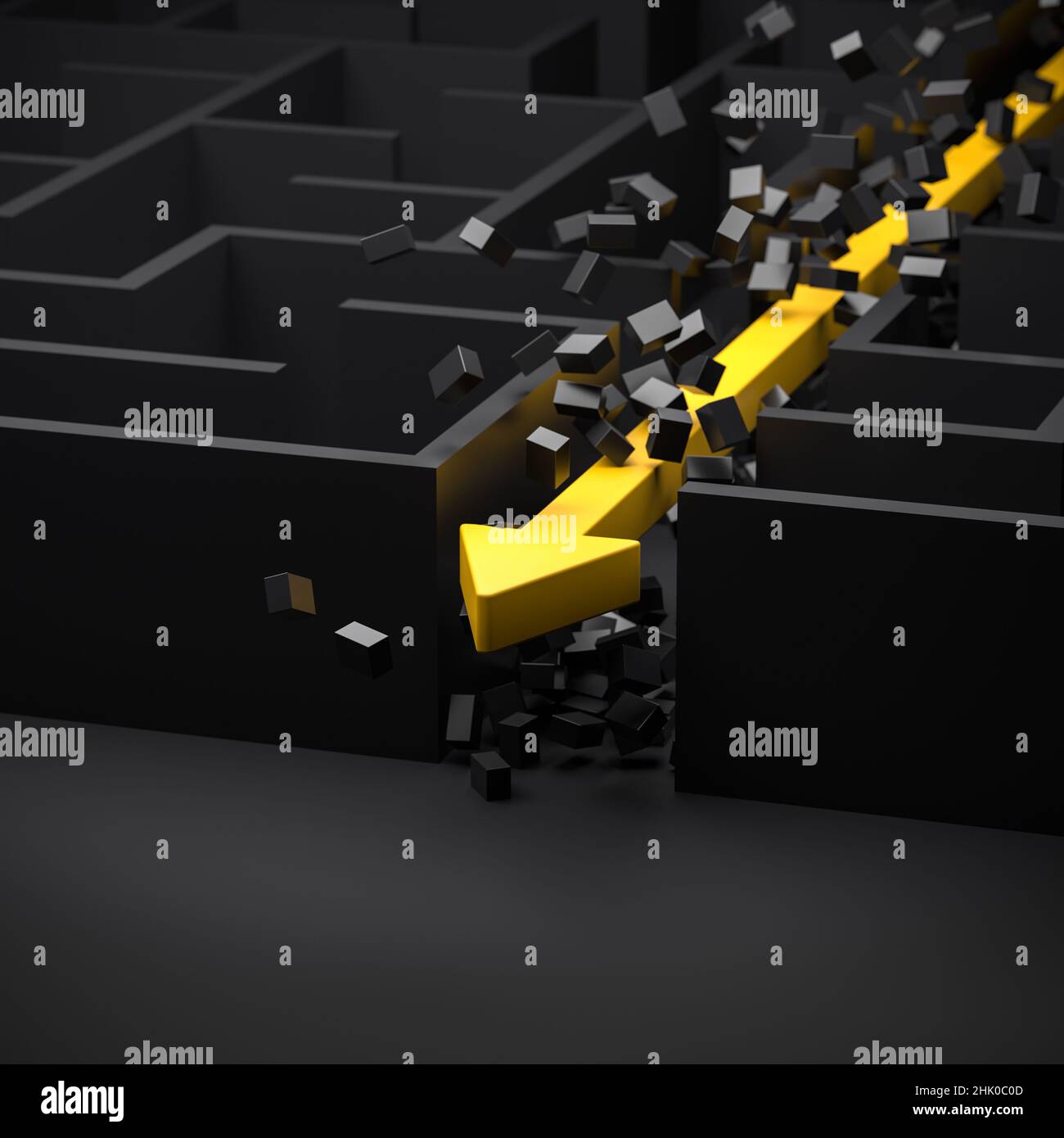 3d rendering: Concept - solving a complex problem. Brute force method ...