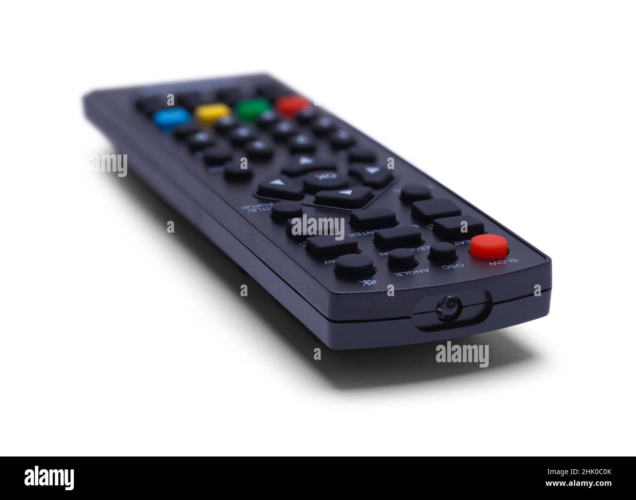 Close Up of Black TV Remote Cut Out on White Stock Photo - Alamy
