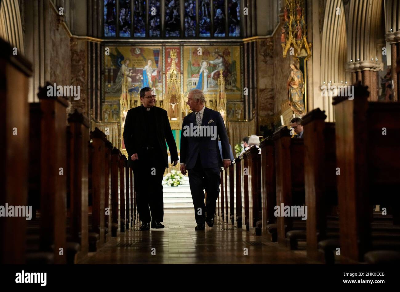 The Prince of Wales (right) with Father Dominic Robinson, the church's ...