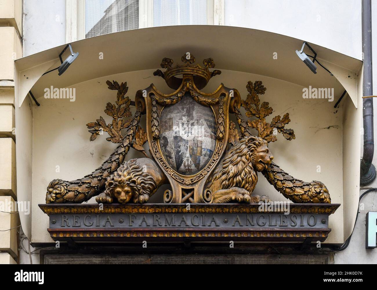 Ancient sign of the Royal Pharmacy Anglesio, one of the oldest ...