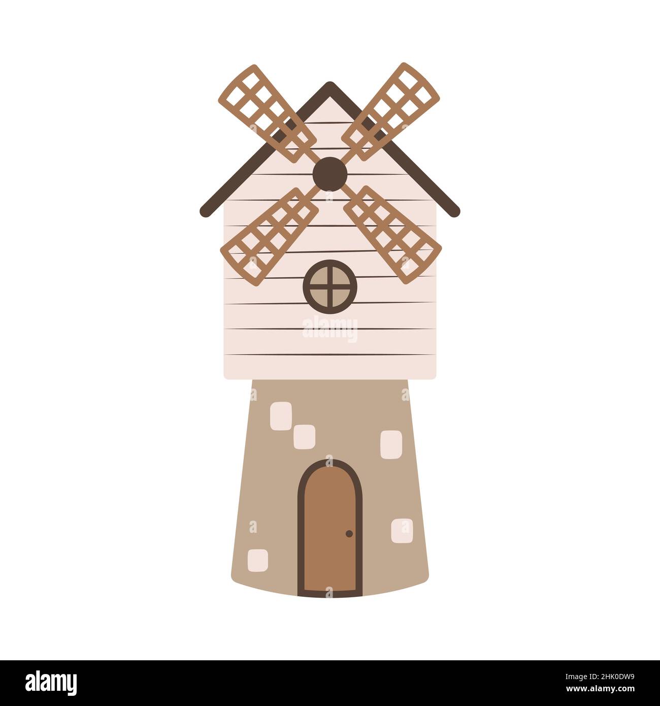 Cute cartoon mill. Simple flat icon in the Scandinavian style ...