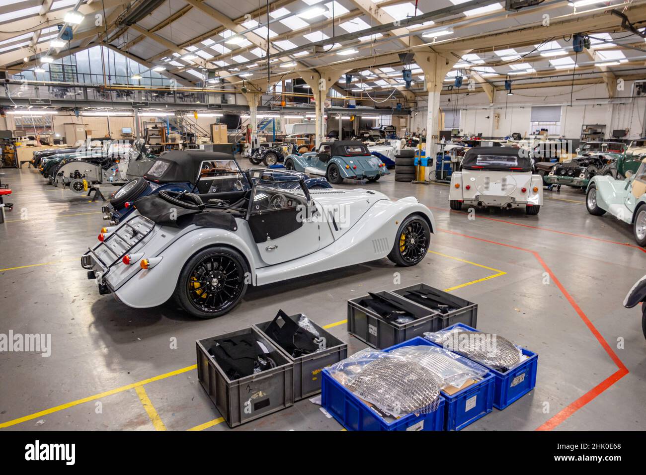 Morgan cars under construction at their factory at Malvern Link ...