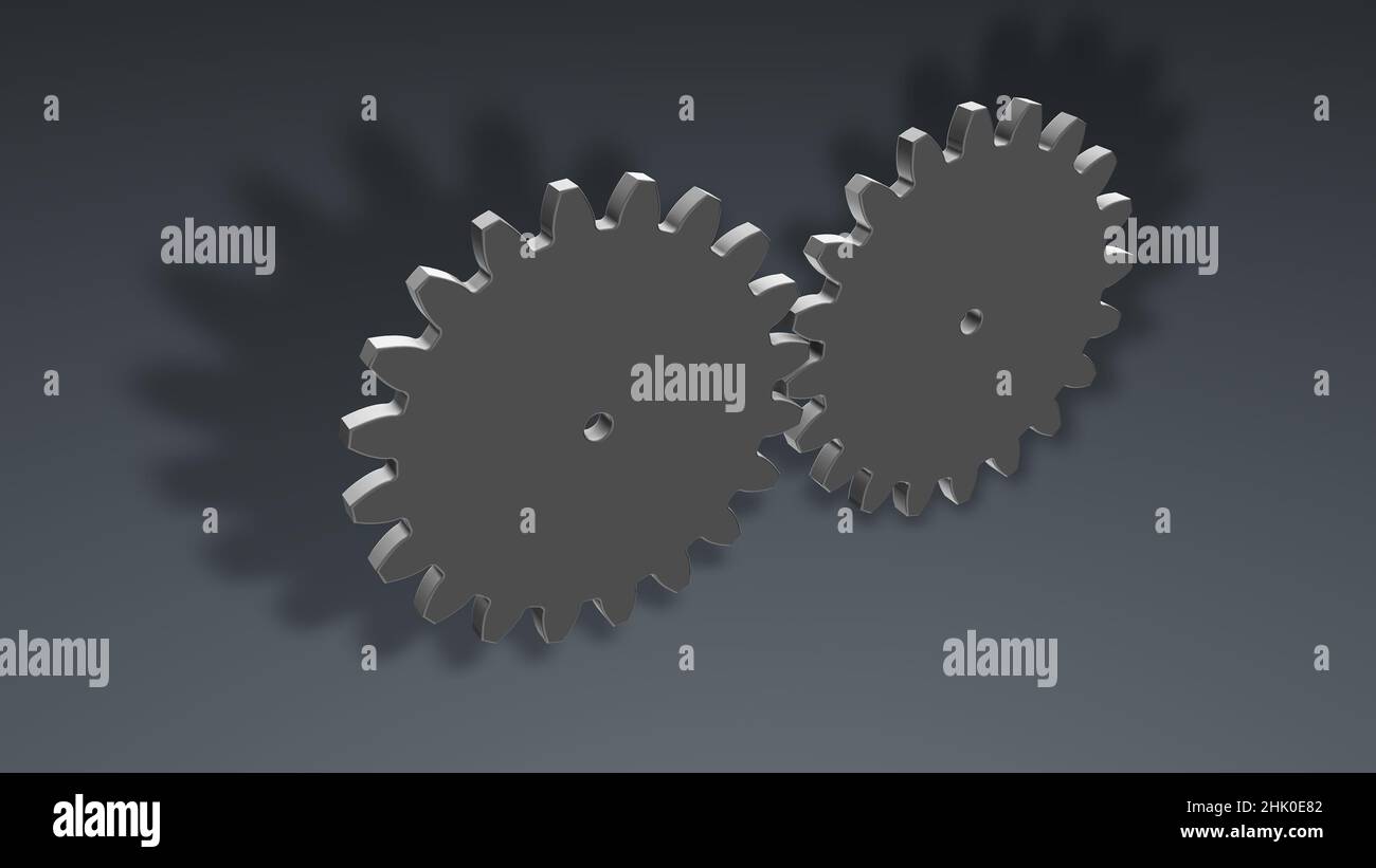 3d illustration gear spinning or rotation. technology concept. Gear cog ...