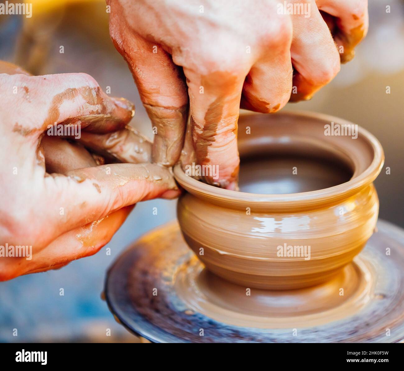 Pottery craft wheel ceramic clay potter human hand Stock Photo - Alamy