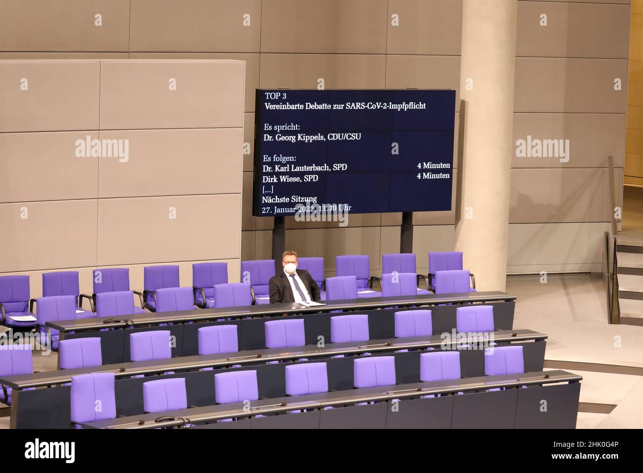 Berlin, Germany, January 26, 2022. View of the plenary hall of the ...