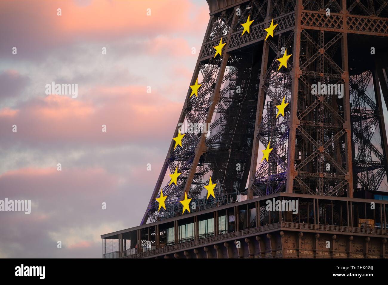 European Union stars on Eiffel Tower in Paris Stock Photo - Alamy