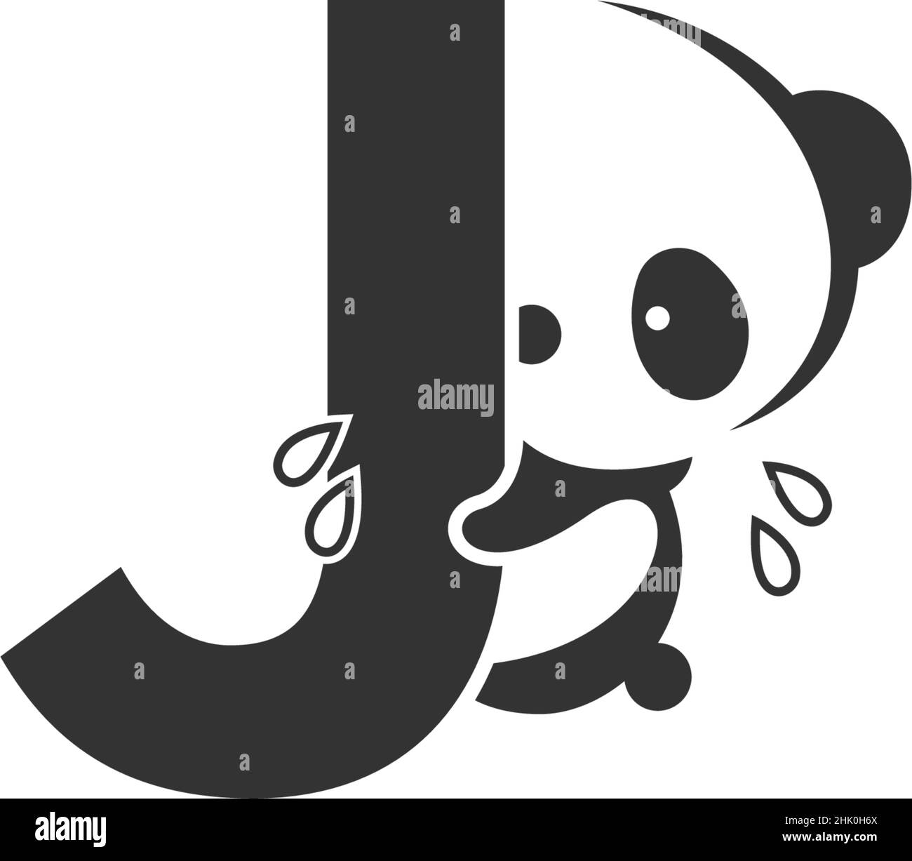 Panda icon behind letter J logo illustration template Stock Vector ...