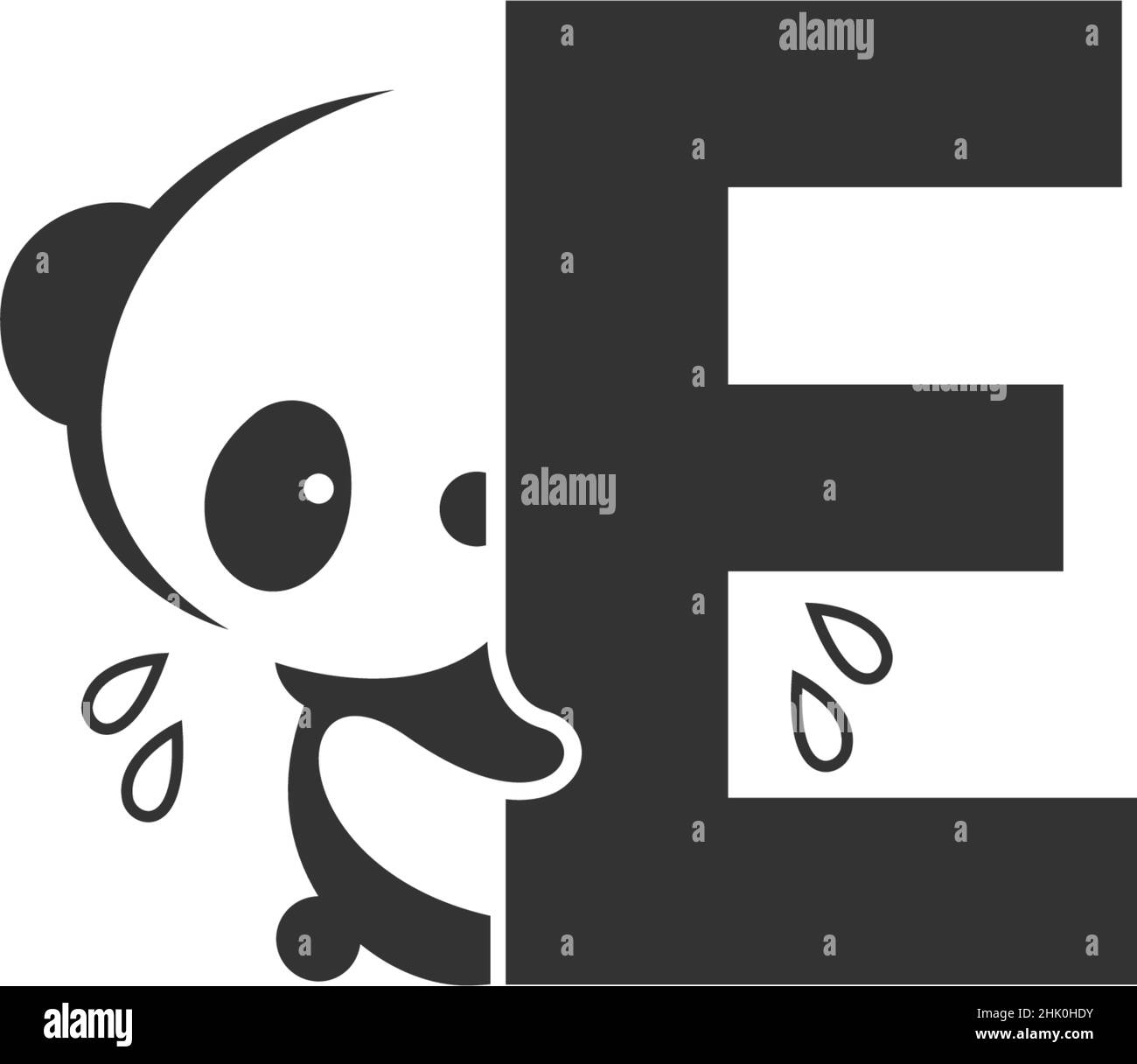 Panda icon behind letter E logo illustration template Stock Vector ...