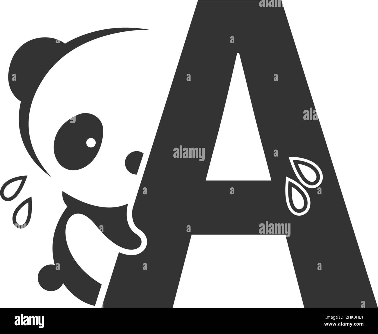 Panda icon behind letter A logo illustration template Stock Vector ...