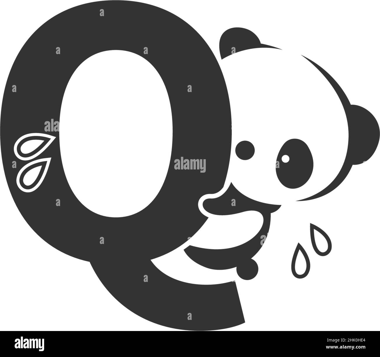 Panda icon behind letter Q logo illustration template Stock Vector ...