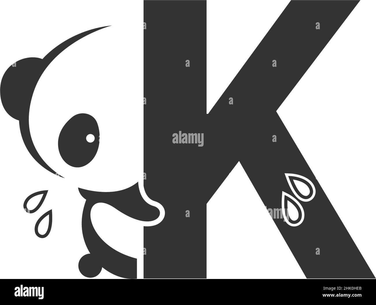 Panda icon behind letter K logo illustration template Stock Vector ...