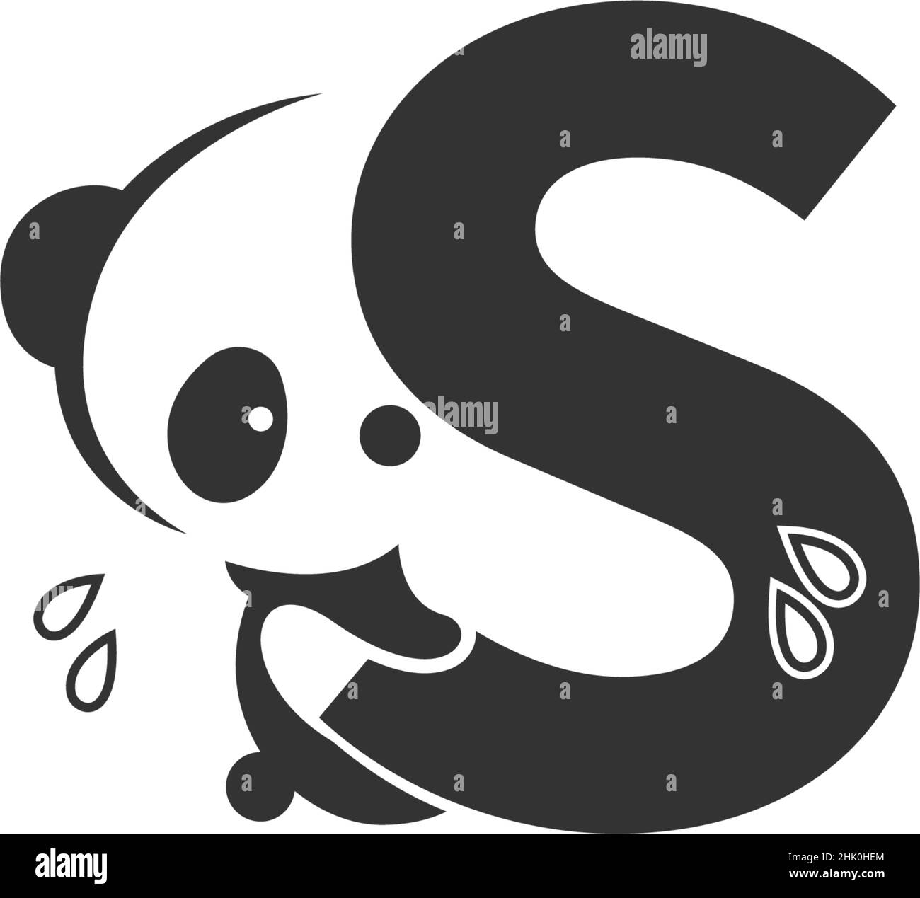 Panda icon behind letter S logo illustration template Stock Vector ...