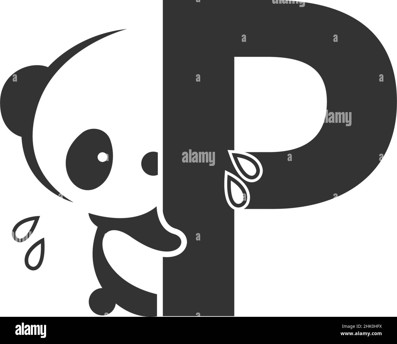 Panda icon behind letter P logo illustration template Stock Vector ...