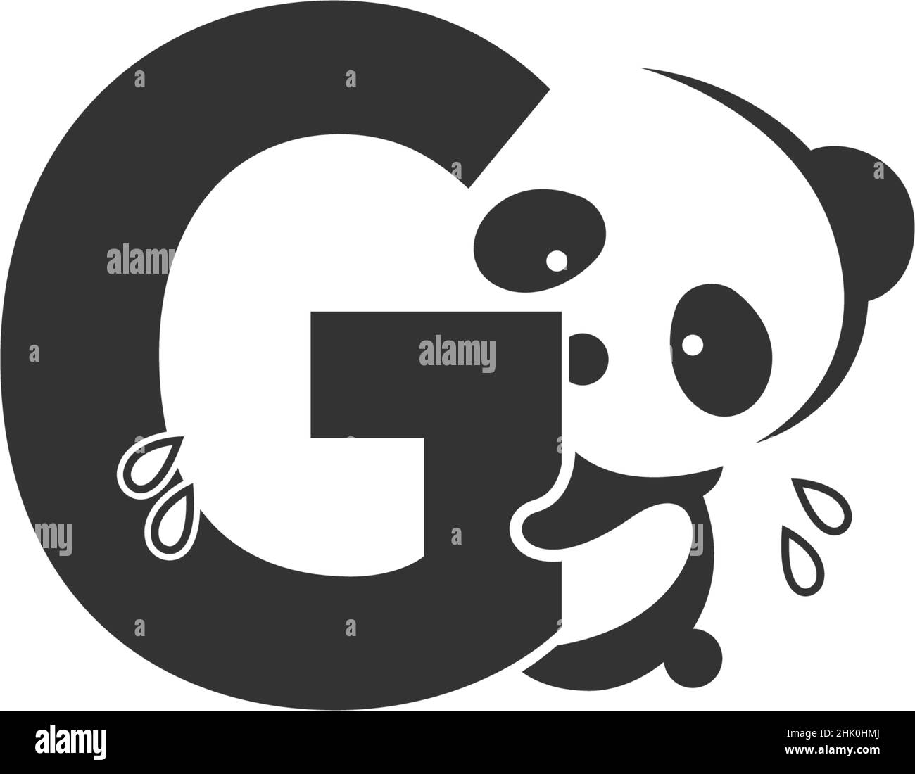 Panda icon behind letter G logo illustration template Stock Vector ...