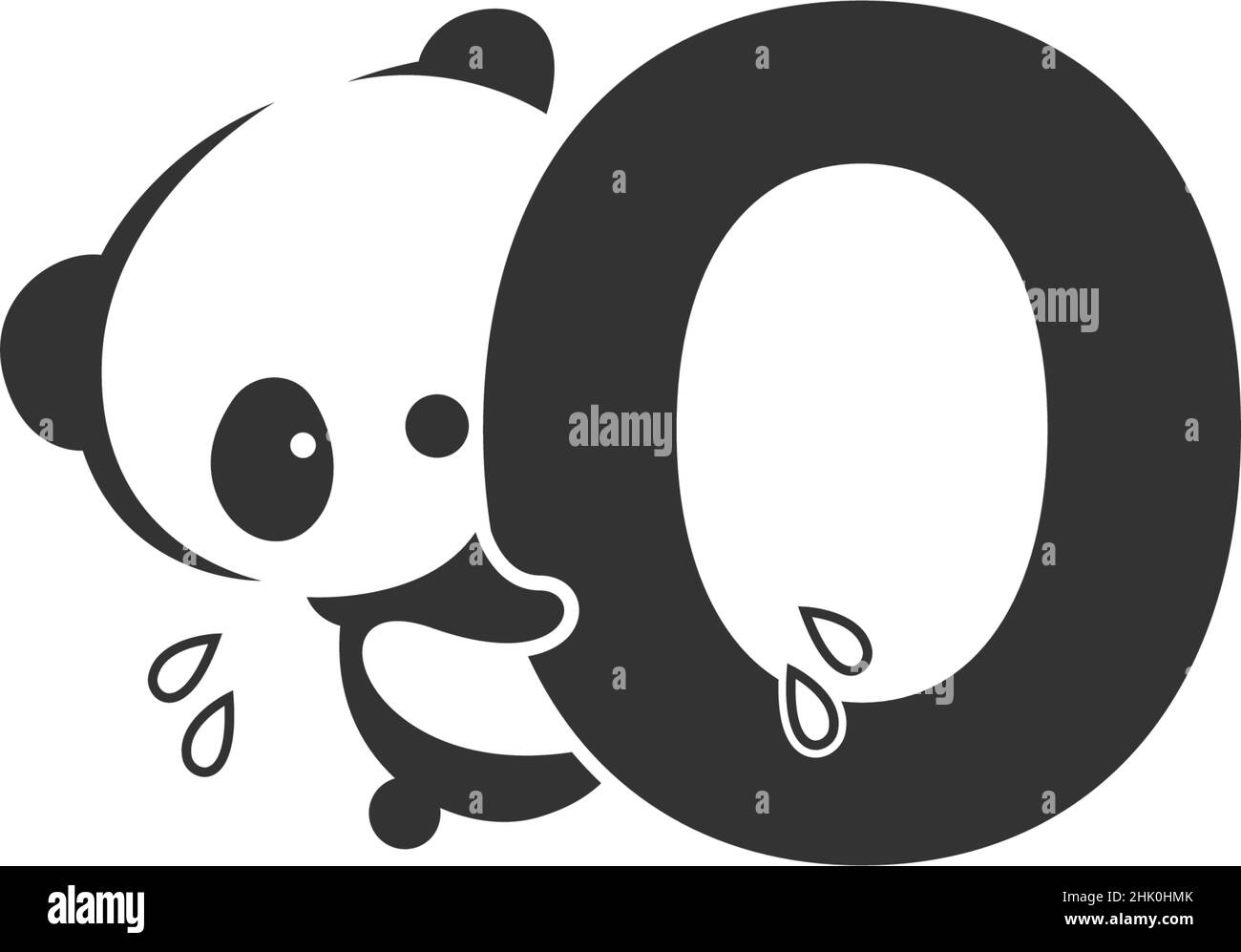 Panda icon behind letter O logo illustration template Stock Vector ...