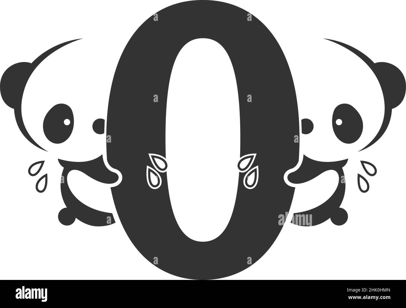 Panda icon behind letter zero logo illustration template Stock Vector ...