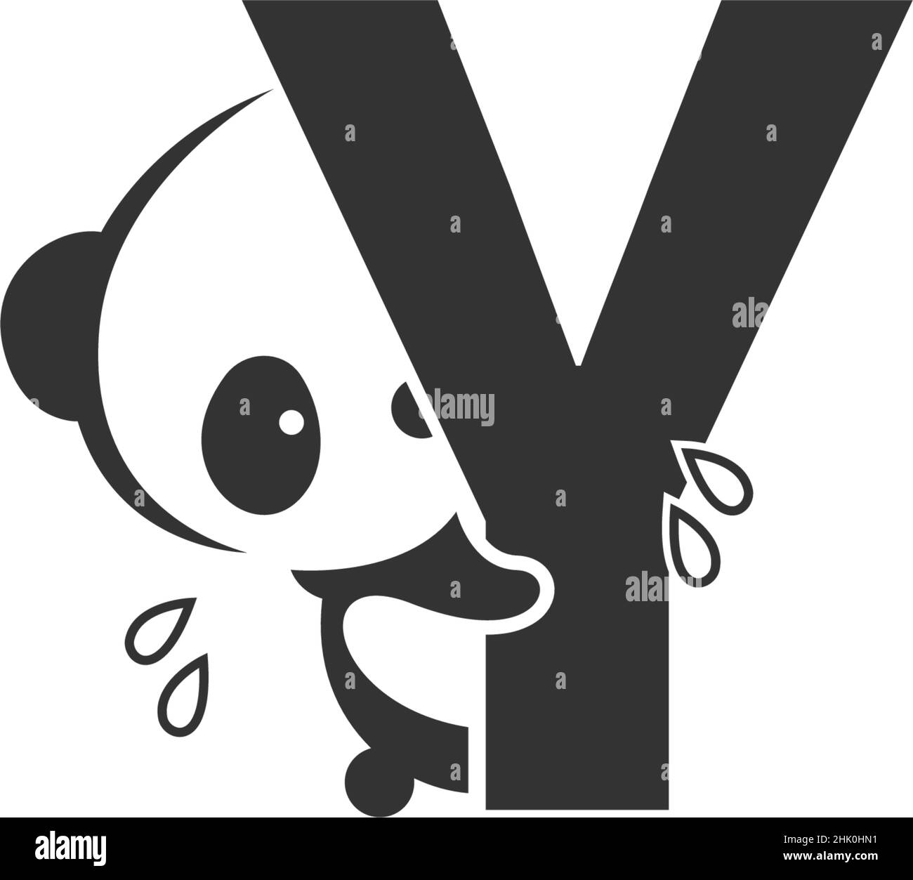 Cartoon illustration letter panda Black and White Stock Photos & Images ...